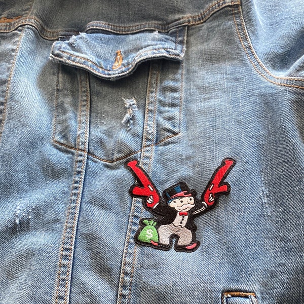Monopoly Man Custom Embroidered Patch Classic Game Red Guns Money ...