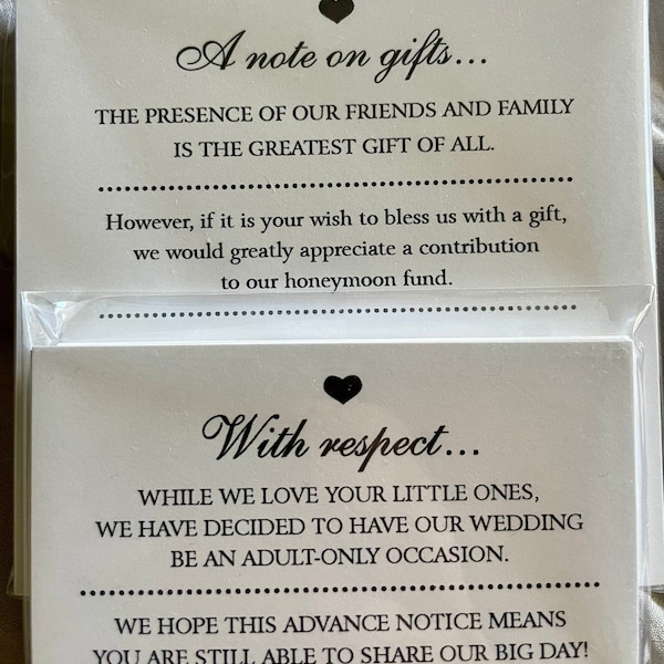 A Note on Wedding Gifts Card | Printed Wishing Well Insert | Wedding ...
