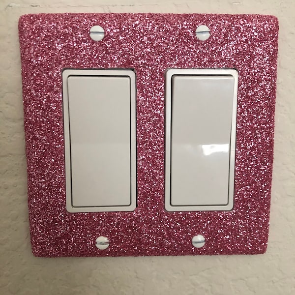 Pretty Pink Rose Glitter ~ Bling Light Switch Plates, Rockers, & Outlet ...