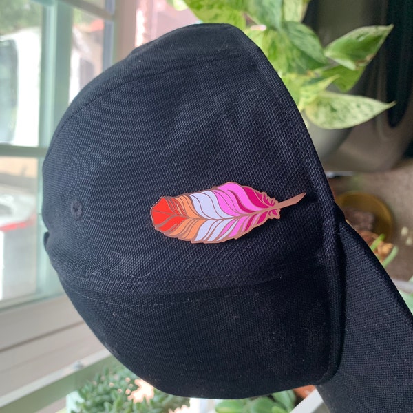 Lesbian Pride Feather Enamel Pin LGBT - Etsy