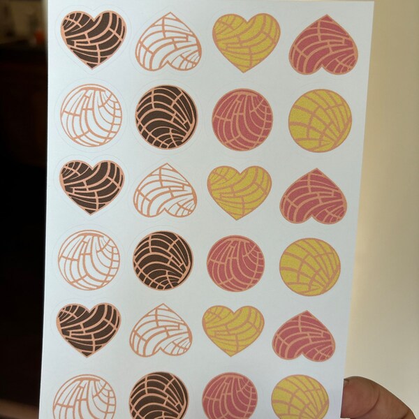 Concha Sticker Sheet, Mexican Pastries, Chocolate, Vanilla, Sugar ...