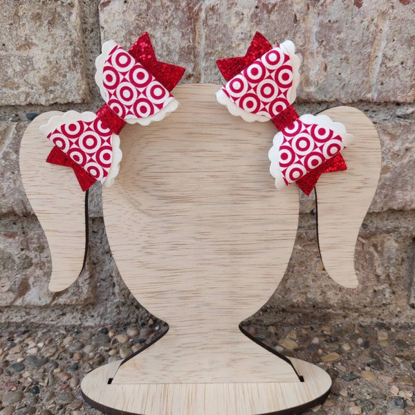 Wooden Head Stand. Child Silhouette With Pigtails. Hair Bow Displays ...