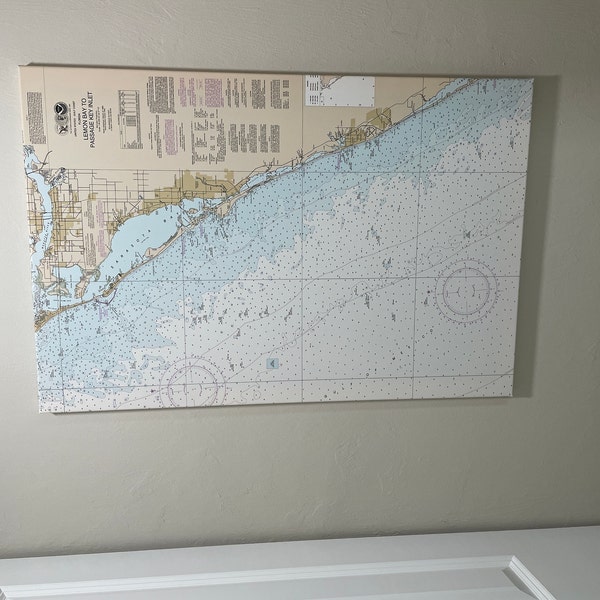 CUSTOM Nautical Map / Chart - Printed on Canvas, Acrylic, or Metal ...