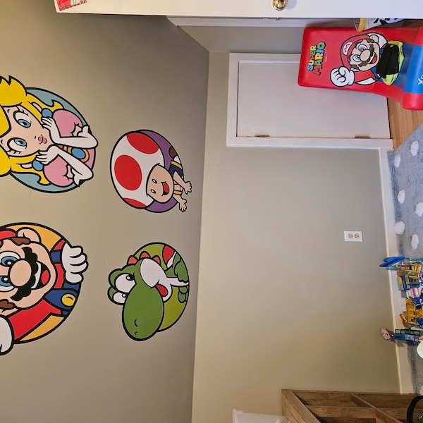 Mario Wall Decal Super Mario Wall Sticker Nintendo Game Wallpaper Wall ...