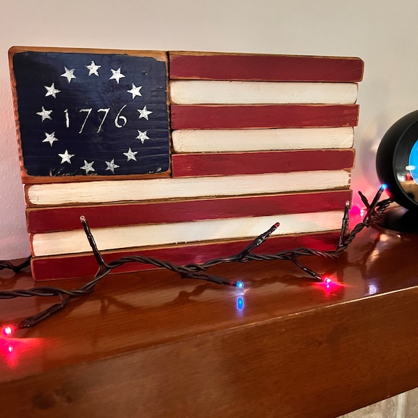 Rustic Wood American Flag Blocks - Etsy