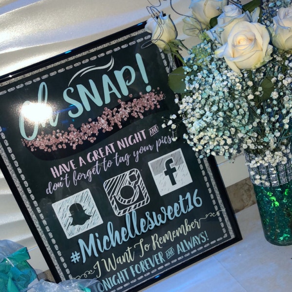 Hashtag Sign, Tag Your Photo Sign, Oh Snap Sign, Have Fun and Tag Sign ...