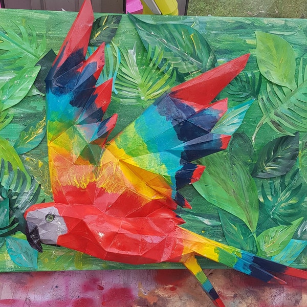 Macaw Wing Wall, Parrot, Paper Craft, Digital Template, Origami, Macaw ...
