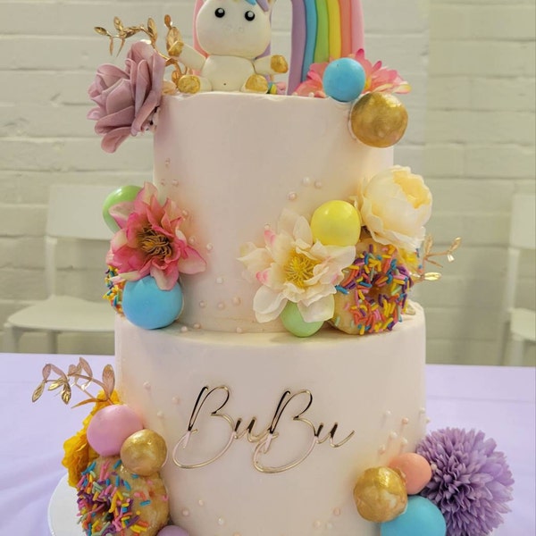 Acrylic Personalized Name Cake Charm Plaque in Cursive Script ...