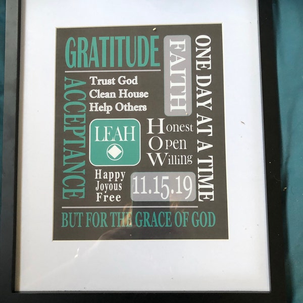 Gratitude Recovery AA NA Gifts Printable Art Quote Sobriety Al-anon ...