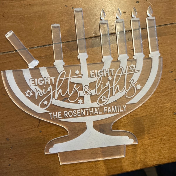 Hanukkah Menorah Personalized LED Sign, Personalized Night Light ...