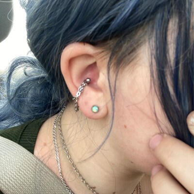 16g Conch Double Chain Earring, Conch Hoop Earring, Helix Earring, Ear ...