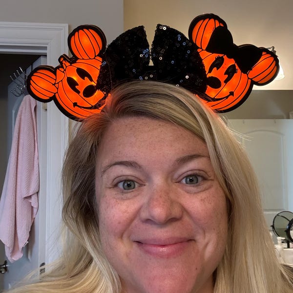 Light up Pumpkin Mouse Ears Illuminated Halloween Headband - Etsy