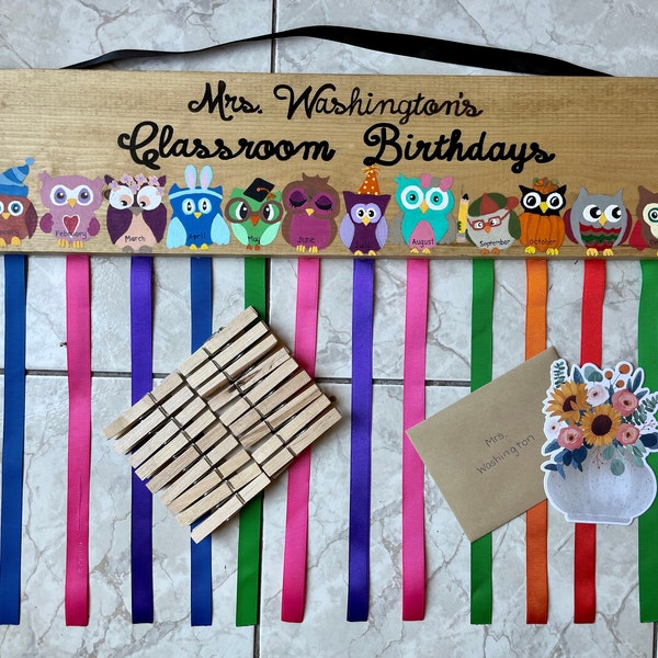 Birthday Calendar- Birthday Chart Owls- Classroom Decor- Teacher Gift ...