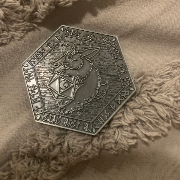 Solid Metal D2 Coin Featuring an Almiraj Dice Guardian | Dicebound ...