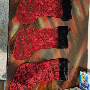 Gothic Christmas Stocking Red Velvet With Black Faux Fur Holiday Home ...