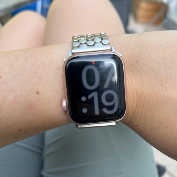 Personalised Black Leather Apple Watch Strap / 38mm 40mm 41mm 42mm 44mm ...