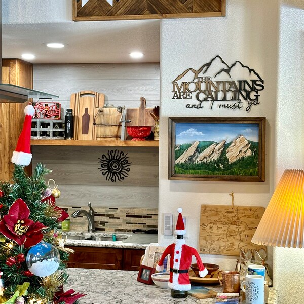 Rustic Colorado Flag Mountain Wood Wall Art - Mountain Set- Colorado ...