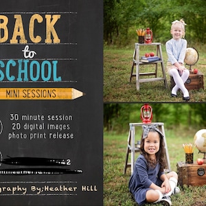 Back to School Mini Session Template, Photoshop Templates for ...