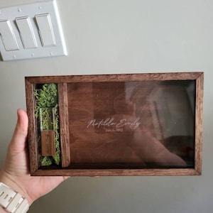 Wood Photo Box for Photo 4x6 & USB Box Holder 4x6 Proof Box USB Stick 3 ...