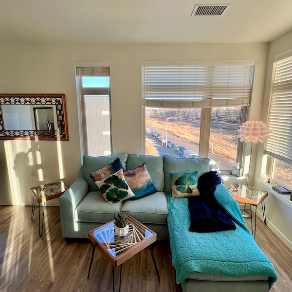 Rotating Geometric Vortex - End Table & Coffee Table With Rustic Wood ...