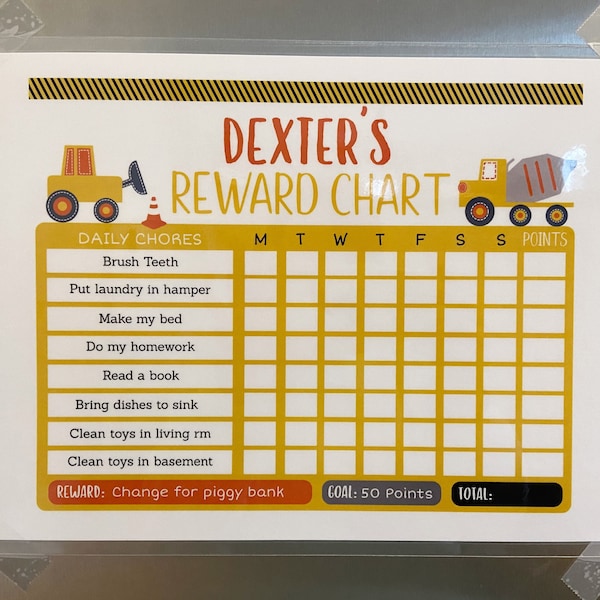 EDITABLE Construction Reward Chart, Chore Chart, Behavior Chart, Boys ...
