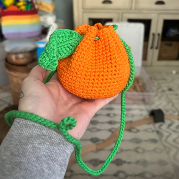 Crochet Orange Bag PATTERN, Drawstring Bag PATTERN, Crochet Drawstring ...