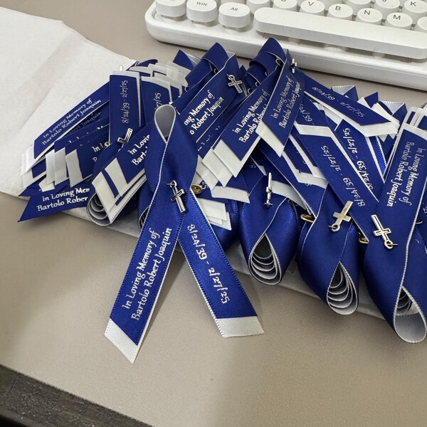 Custom Memorial Ribbons Pinned and Ready to Wear , Lapel Ribbons ...
