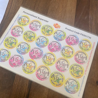 144 Personalised Well Done Star 30mm Reward Stickers for Teachers ...