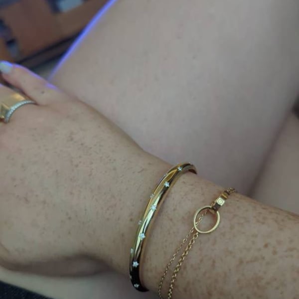 14K Solid Gold Hand Chain Bracelet, Gold Wrap Bracelet, Adjustable Bracelet, Ring Bracelet, Gold ...