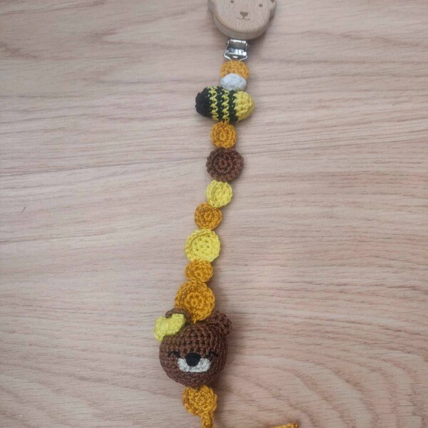 Crochet Bear Pacifier Clip PATTERN, Amigurumi Baby Shower Gift (PDF ...