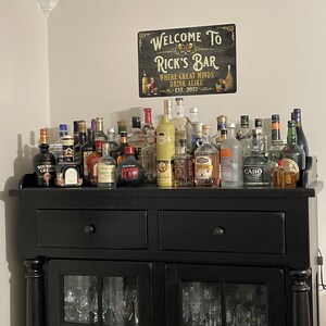 Bar Sign Vintage Black Wood Design Personalized Metal Sign - Etsy