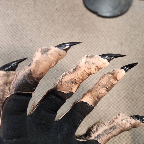 Black Dragon Claws Hands Adult Halloween Hand Made USA Costume Gloves ...
