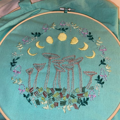 FAIRY RING Pdf Embroidery Pattern, Embroidery Hoop Art, Lunar Phases ...