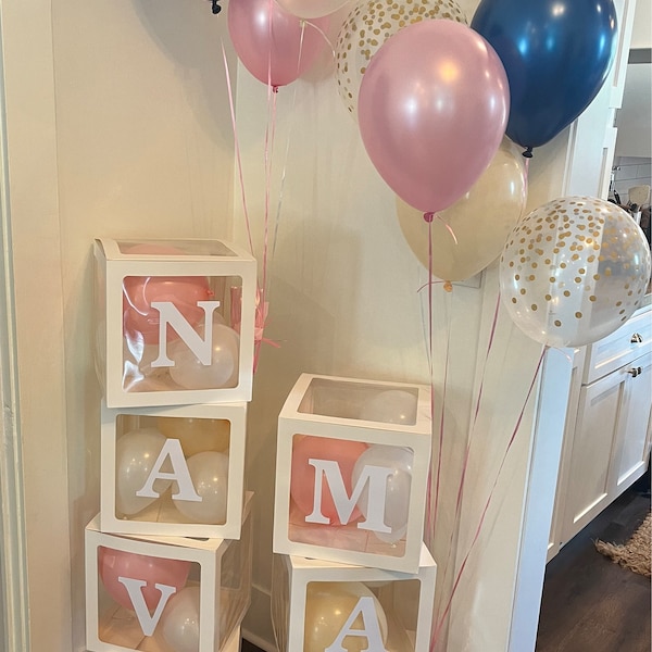 Customizable Baby Block Balloon Box With Letters, Baby Shower ...