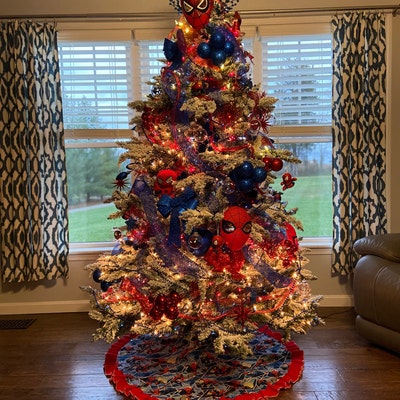 Spiderman Christmas Tree Skirt - Etsy