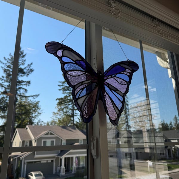 Flying Butterfly Stained Glass, Nevertheless Window Suncatcher ...