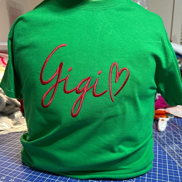 DIGITAL DOWNLOAD EMBROIDERY - Gigi With Heart Cursive - 4x4 5x7 7x5 ...
