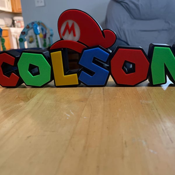 Custom Mario Name Sign Plate for Nursery Kids Room Game Room Mario ...