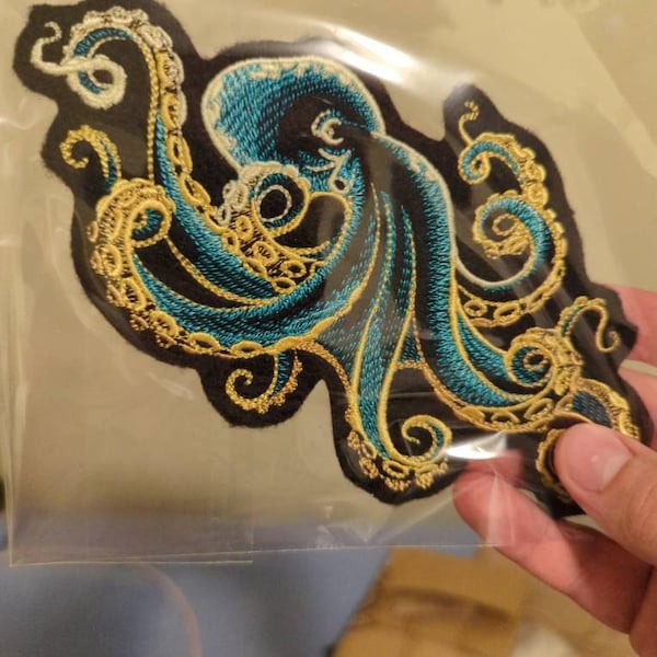 Green Octopus Embroidered Patch Iron on Embroidery Patch Mtcoffinz ...