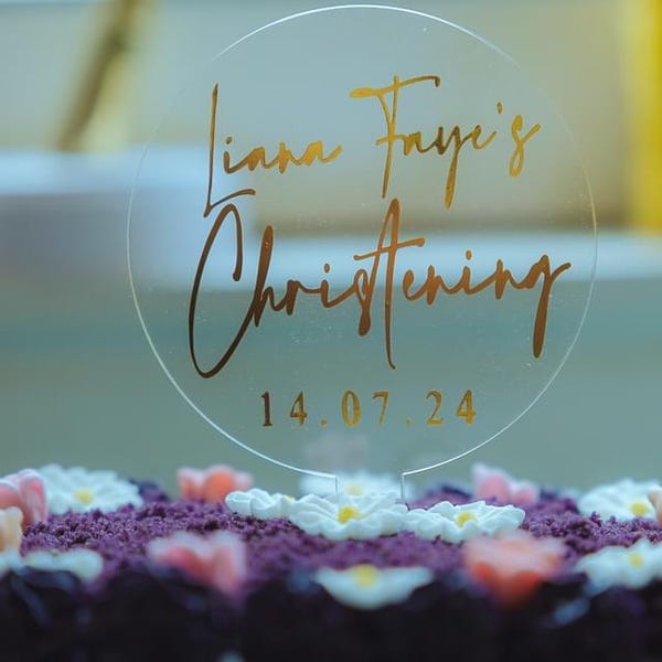 Acrylic Baptism Cake Topper Bold Script Style, Baptism Cake Topper ...