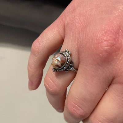 Maple Leaf and Skull Ring,goth Ring,pearl Skull S925 Sterling Silver ...