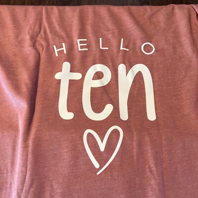 Hello Ten Shirt for Birthday Party, 10th Birthday Girl Shirt, Ten Year ...