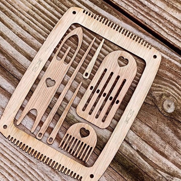 Hand Weaving Kit: Frame Loom, Rigid Heddle, Comb, Shuttle and Needles ...