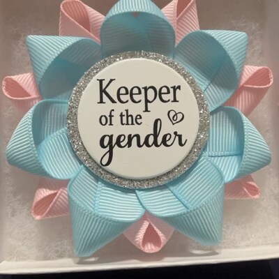 Gender Keeper Pin, Keeper of the Gender Pin, Pink and Blue Gender ...