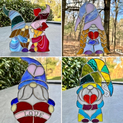 Valentine Gnomes Stained Glass Patterns - Etsy