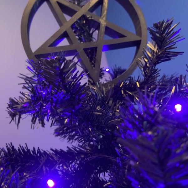 Pentagram Tree Topper Pentacle Reversible • Gothic Holiday Home Decor ...