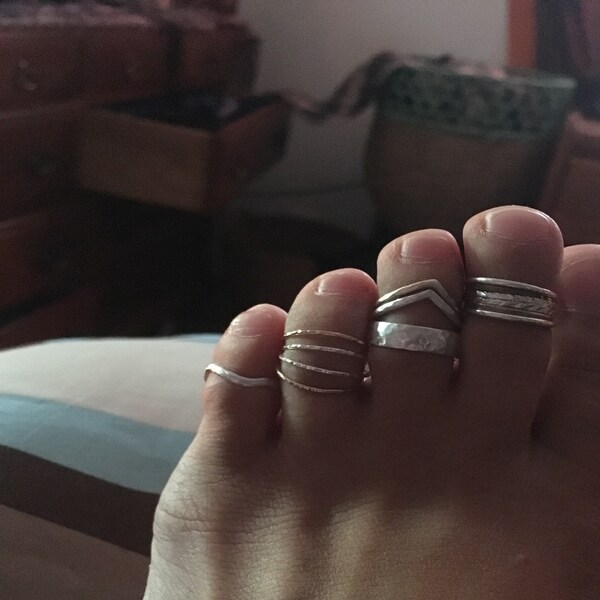 Four Strand Fitted Toe Ring / Sterling & Gold Fill Thin Strand in Combo ...