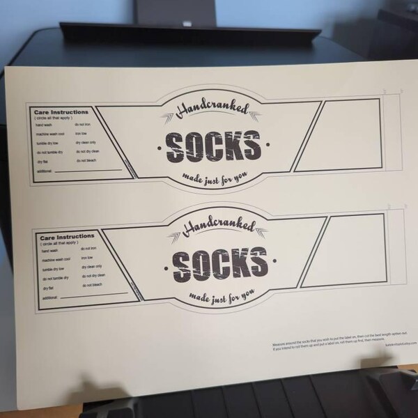 Sock Labels - PRINT YOUR OWN, Printable Care Instructions, Sock Wrap ...