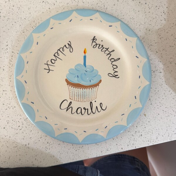 Personalised ‘happy Birthday’ Plate | Hand-painted Plate | Boys ...