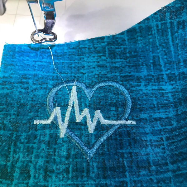 Heartbeat and Heart Applique Design. Heartbeat Heart Embroidery Design ...